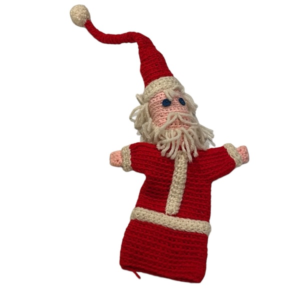 Vintage | Art | Vintage Crochet Santa Claus Hand Puppet Handmade Knit ...